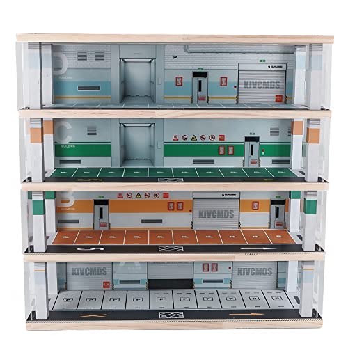 kivcmds 1:64 Scale Alloy car Model Display case. Suitable for Collecting hot Wheels and die-cast Cars with Lighted Scenes Parking lot with 40 Parking Spaces on 4 Levels (Underground Garage Scenes)
