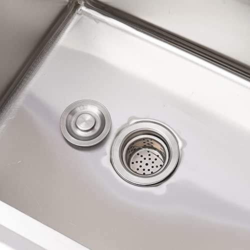 Xuthusman Stainless Steel Kitchen Prep Utility Sink w/Drainboard+Compartment Commercial Utility & Prep Sink Table w/Faucet
