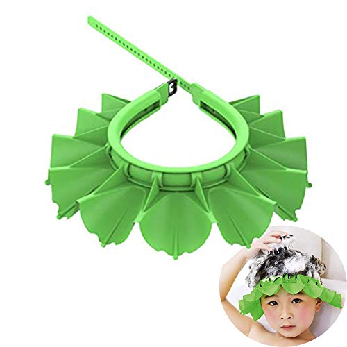 ConStore Baby Silicone Shower Bathing Cap Adjustable Bathing Hat Infants Shampoo Hats Soft Protection Safety Visor Caps for Toddler Children Kids (Green)