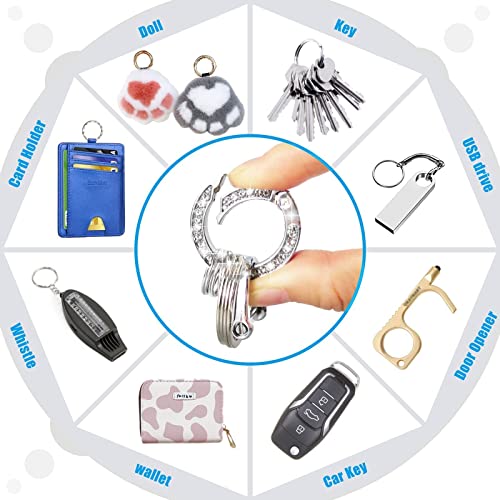 Yiflin Cute Wrist Car keychain for Women, Crystal Keychain Accessories,Bling Wrist Lanyard for Keys, Car key (Silver, Large)