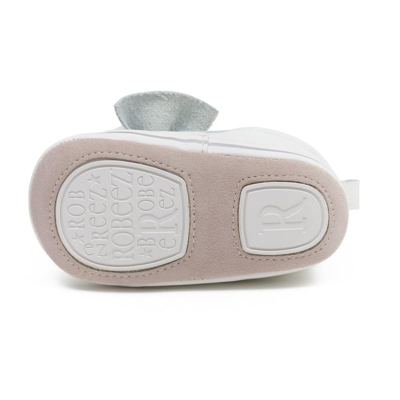 Robeez First Kicks Baby Girl and Unisex Shoes & Sneakers for Infant/Toddlers - 0-24 Months White Leather