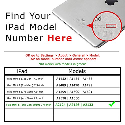 Repair Parts Plus for iPad Mini 5 (5th Gen) Screen Replacement LCD and Glass Touch Digitizer Premium Kit (7.9", A2126 | A2124 | A2133) + Sleep/Wake Sensor (Silver | Gold) + Adhesive - White