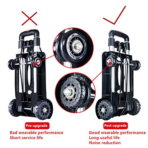Falytemow Compact Folding Hand Truck Dolly 110 lbs Capacity 4 Wheels Portable Utility Moving Shopping Cart Fold up Trolley Adjustable and Lightweight for Luggage Personal Travel Moving and Office Use
