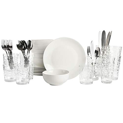 Gibson Home Zen Buffet 42-Piece Combo Dinnerware Set, Service for Six (42pcs), White (Coupe) (127382.42R)
