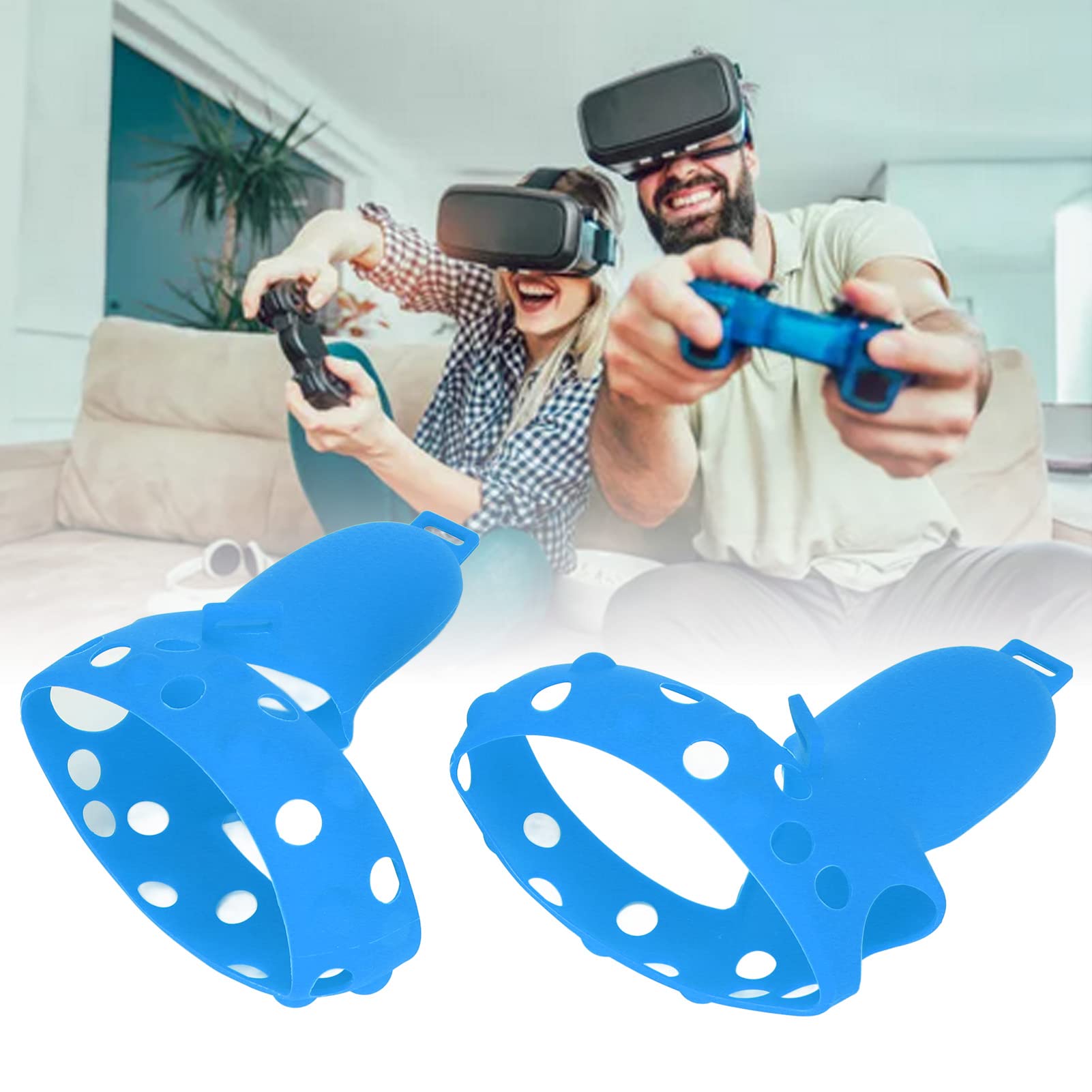 VR Controller Handle , VR Joystick Silicone Washable Sweatproof for Quest 2(blue)