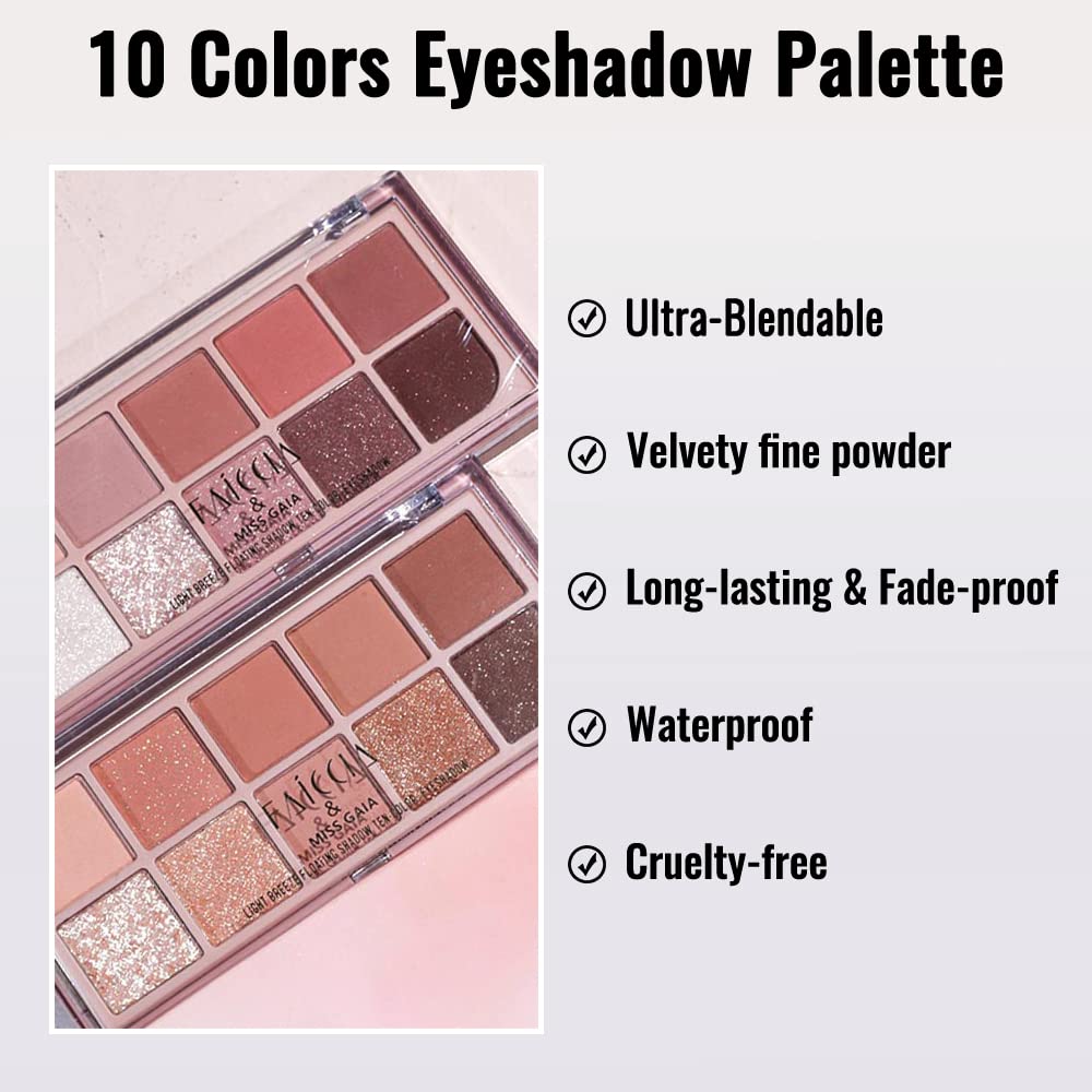 Erinde 10 Color Eyeshadow Palette Makeup - Matte Shimmer Glitter Eye Shadow, Ultra-Blendable, High Pigmented, Naturing-Looking, Neutral Nude Eyeshadow Palette with Professional Brush, Maple Leaf Brown