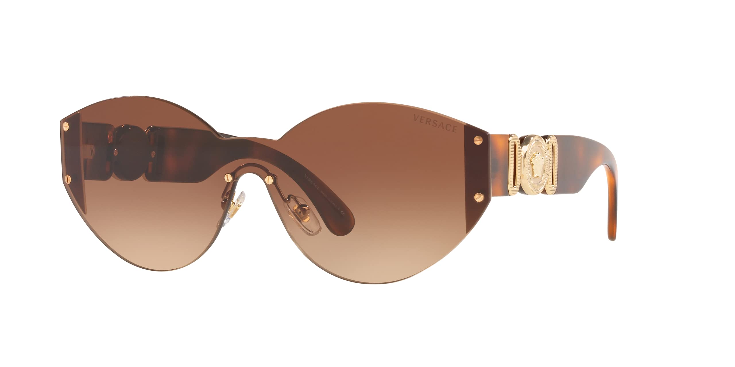 Versace Woman Sunglasses Gold Frame, Light/Dark Brown Gradient Lenses, 0MM