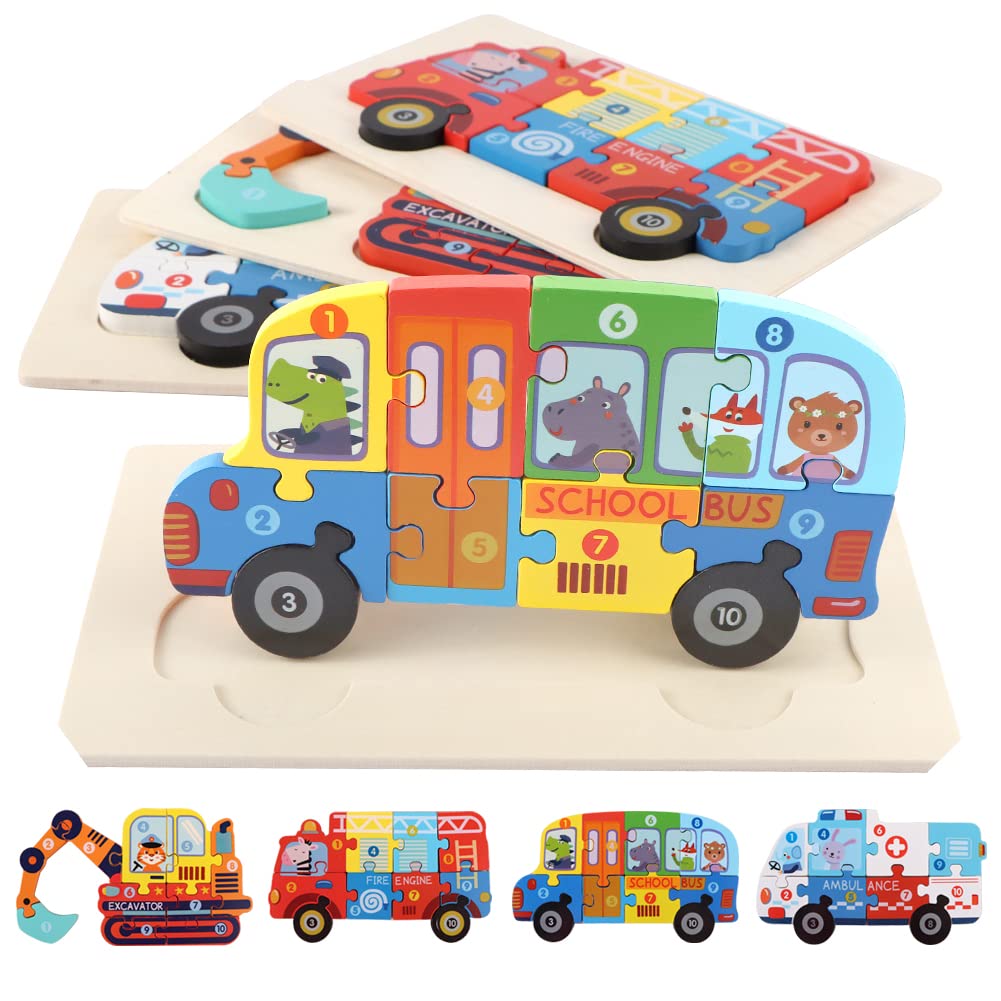 Toddler Puzzles,Wooden Puzzle for Toddlers, 3 Sets of Animals Puzzles Dinosaur Crocodile Worm,Colorful Wood Numbered Puzzles Baby Infant Kid Preschool Learning Educational Toys
