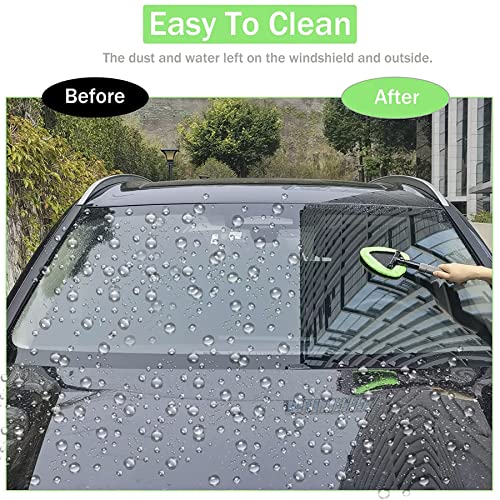 JUSTTOP Windshield Cleaning Tool, Car Window Cleaner with Unbreakable Extendable Long-Reach Handle and Washable Reusable Microfiber Cloth, Car Exterior Accessories, Green