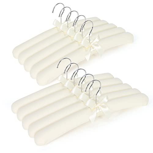 Padded Clothing Hangers - Premium Fabric Hangers for Coat, Sweater, Wedding Dress, Bride, Closet - Upgraded Heavy Duty Sweater Clothes Hangers - Pack of 10