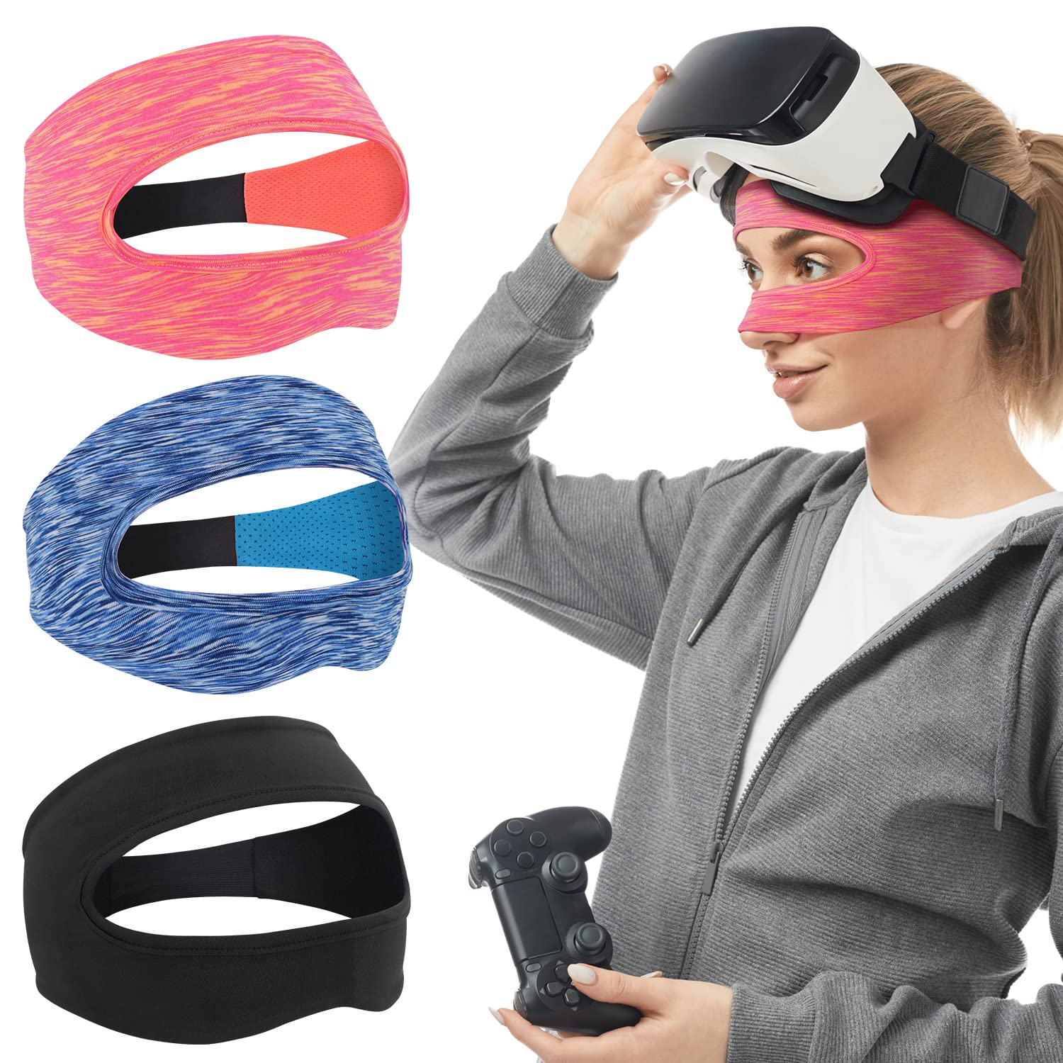VR Masks, Anylion VR Facemask Accessories Sweat-Absorbing Quick-Drying & Breathable Sweatband for Exercise, Skin Protecting Replacement 3 Pieces