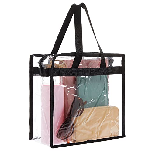 Juvale 2 Pack Clear Stadium Approved Tote Bags, 12x6x12 Large Transparent Totes with Zippers, Handles for Concerts, Sporting Events, Music Festivals, Work, School, Gym