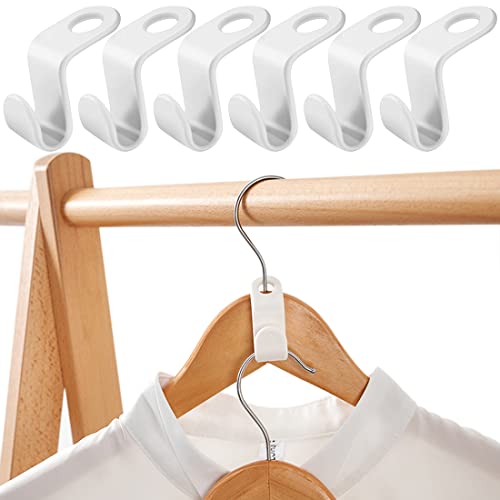 HOLLIHI 60 Pcs Clothes Hanger Connector Hooks,Plastic Cascading Hanger Hooks Extender Clips,Wardrobe Clothing Hangers Connection Hooks for Organizer Closet Cabinet Space Savers Hangers, White