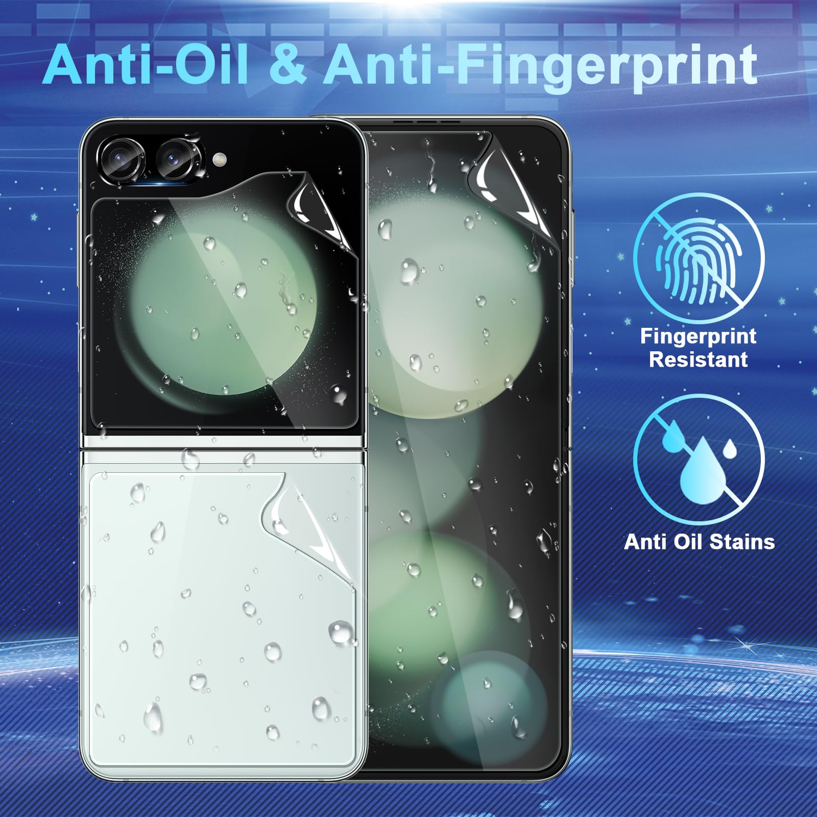 CWQZGUF [2Set 10PCS] Galaxy Z Flip 5 Screen Protector, Front TPU Screen Protector + Full Back Cover Film + Camera Lens Protector, High Clarity, Anti-Shatter, Bubble Free for Samsung Galaxy Z Flip 5 5G