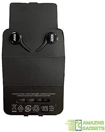 OEM Amazing 2021 Stereo Headphones for Samsung Galaxy S21 Ultra 5G Braided Cable - Designed by AKG - with Microphone (Black) USB-C Connector