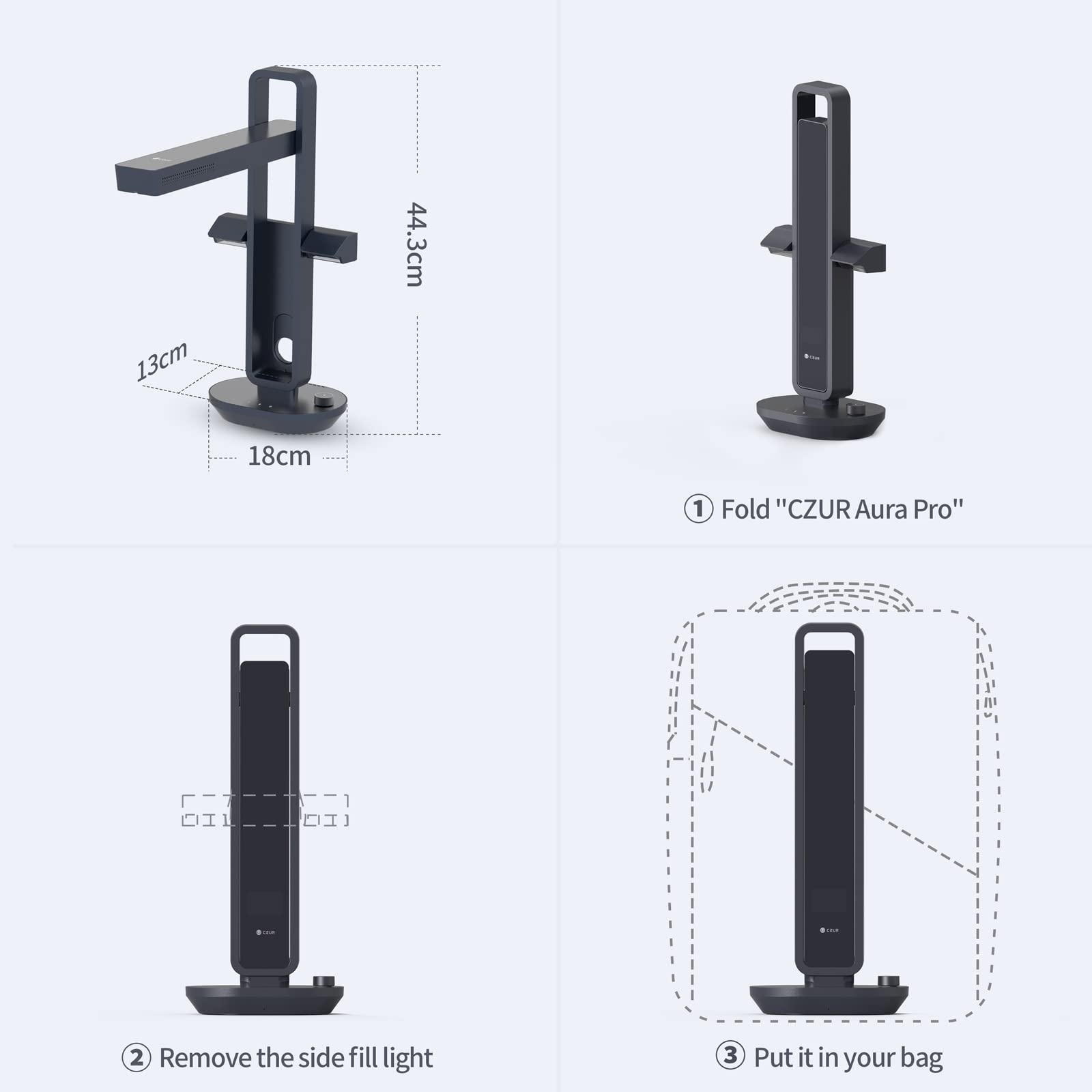 CZUR Aura Pro, Smart Portable Personal Scanner and Desk Smart Lamp, AI Technology for Enhanced Scanning Performance for Book & Document or Any Paper Materials (Bound or Unbound), for Mac & Windows