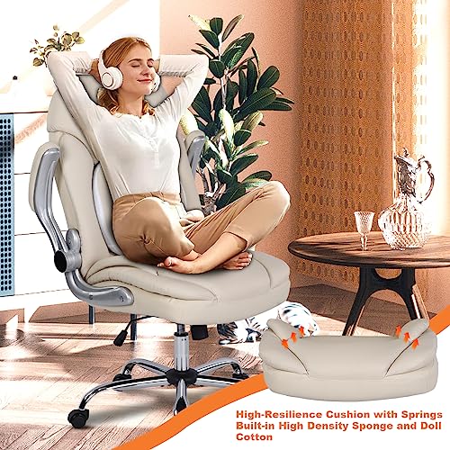 Comermax Ergonomic Executive Office Chairs with Adjustable Lumbar Support, 90-120° Rocking Managerial Chair Swivel Desk Chairs with Padded Flip-up Armrests (Orange), Medium(300lbs)
