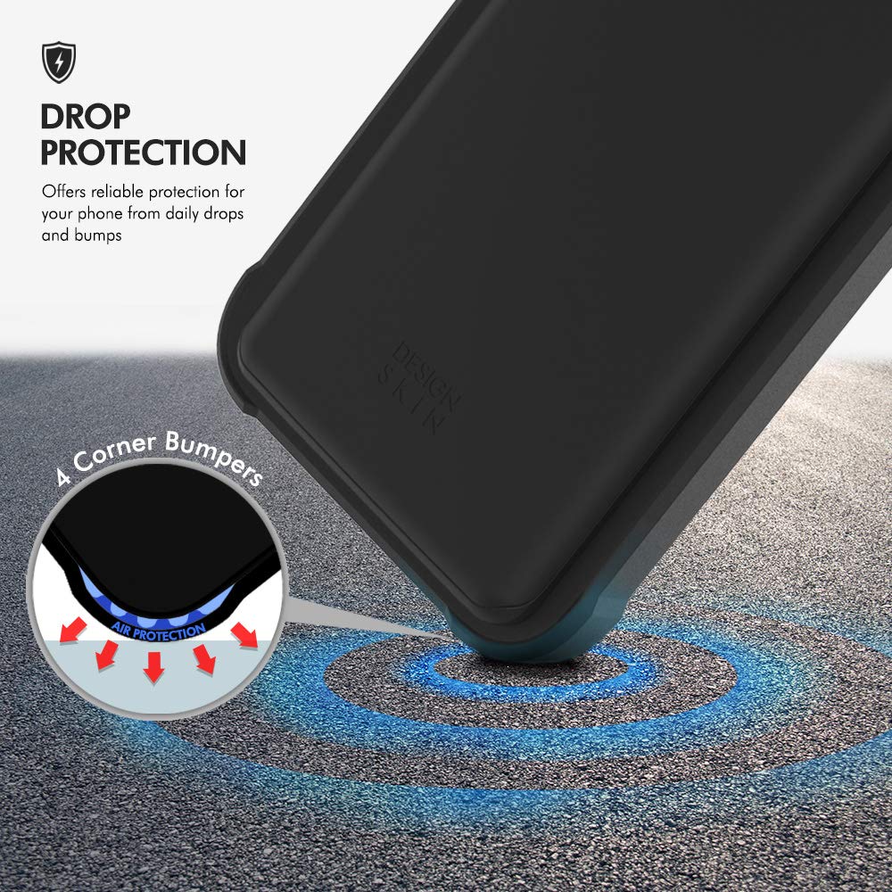 Design Skin Slider Designed for iPhone 12/12 Pro Case (2020), Card Storage Holder Heavy Duty Bumper Protection Cover Slim Wallet Cover Compatible with iPhone 12/12 Pro Case Black