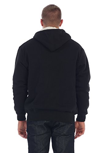Gioberti Men Heavyweight Sherpa Lined Fleece Hoodie Jacket, Black, Large