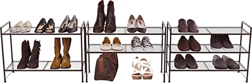 Simple Houseware 3-Tier Stackable Utility Shoes Organizer Rack, Bronze