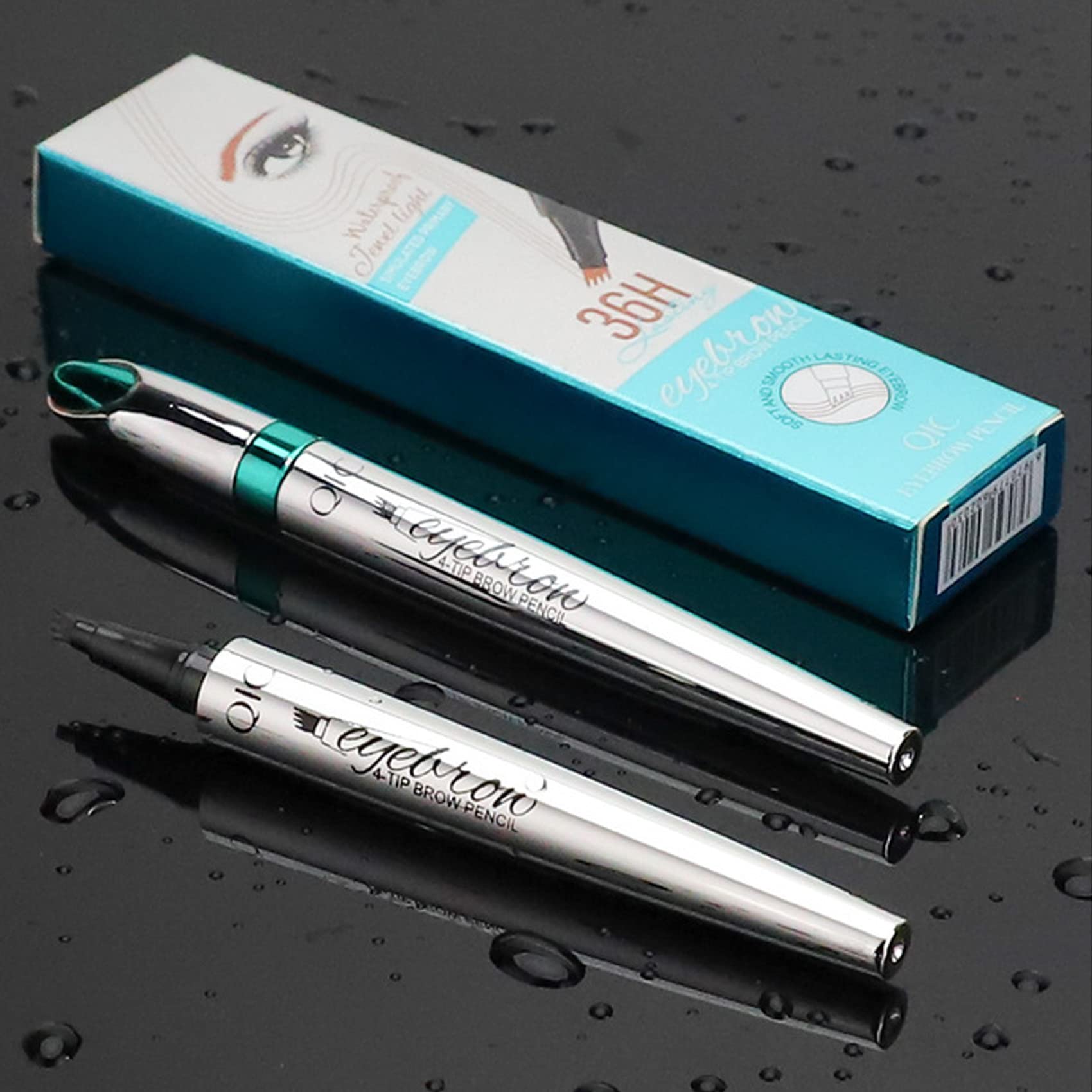 Eyebrow Pencil Eyebrow Microblading Pen - Eye Makeup Eyebrow Pen Micro 4 Point Brow Pen Lift & Snatch Eyebrow Microblading Pen Long-Lasting Waterproof Natural Eyebrow Hair (Gray)