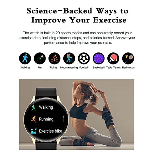 ELYVEN Bluetooth Talking Smart Watch Men and Women Multifunctional Sports Waterproof Voice Assistant Smart Watch Black mesh Belt, Size : A