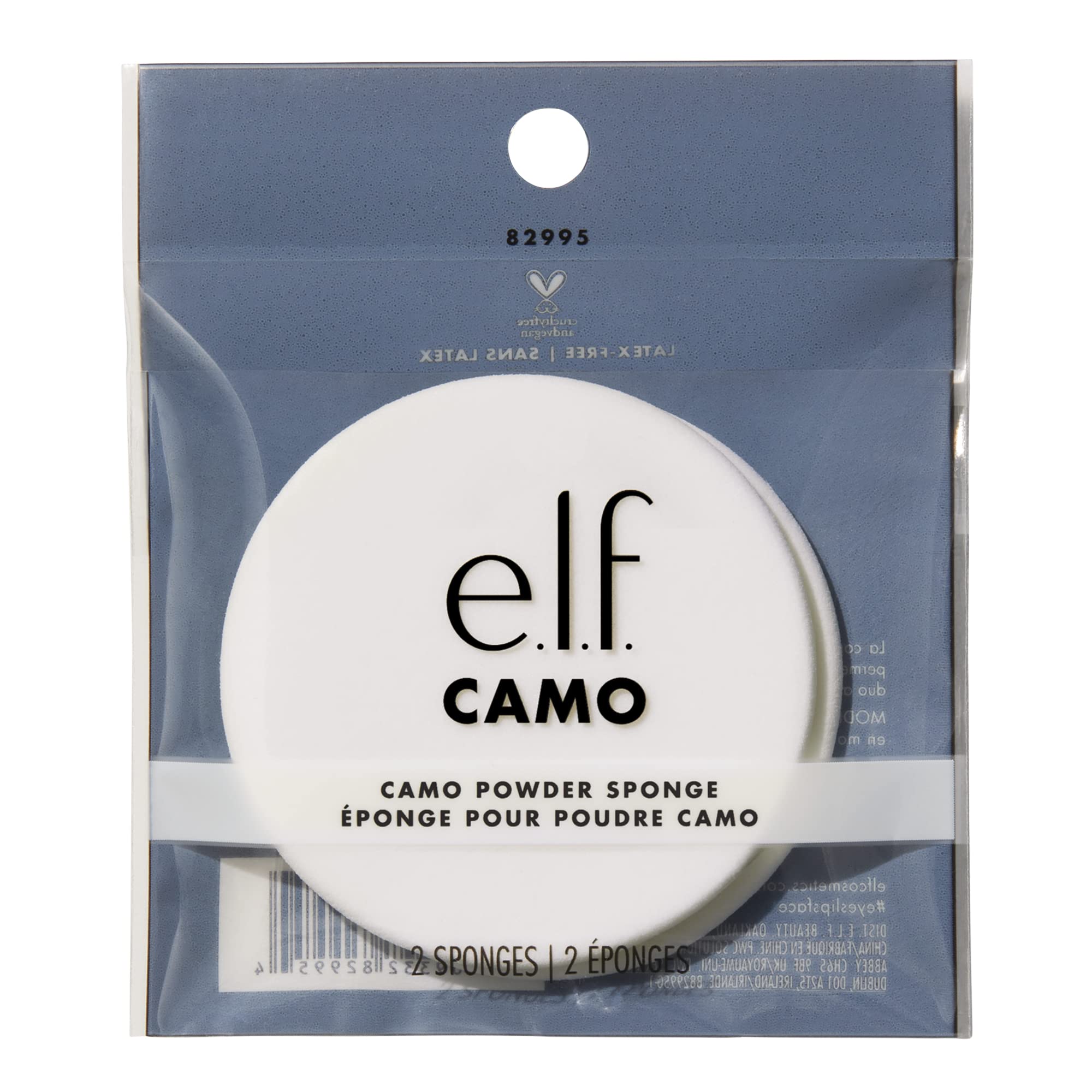 e.l.f. Camo Powder Sponges, Made For Blending Pressed Powder Sponge Refills, Cushiony Soft Latex Free Foam, Vegan & Cruelty-Free, 2-Pack