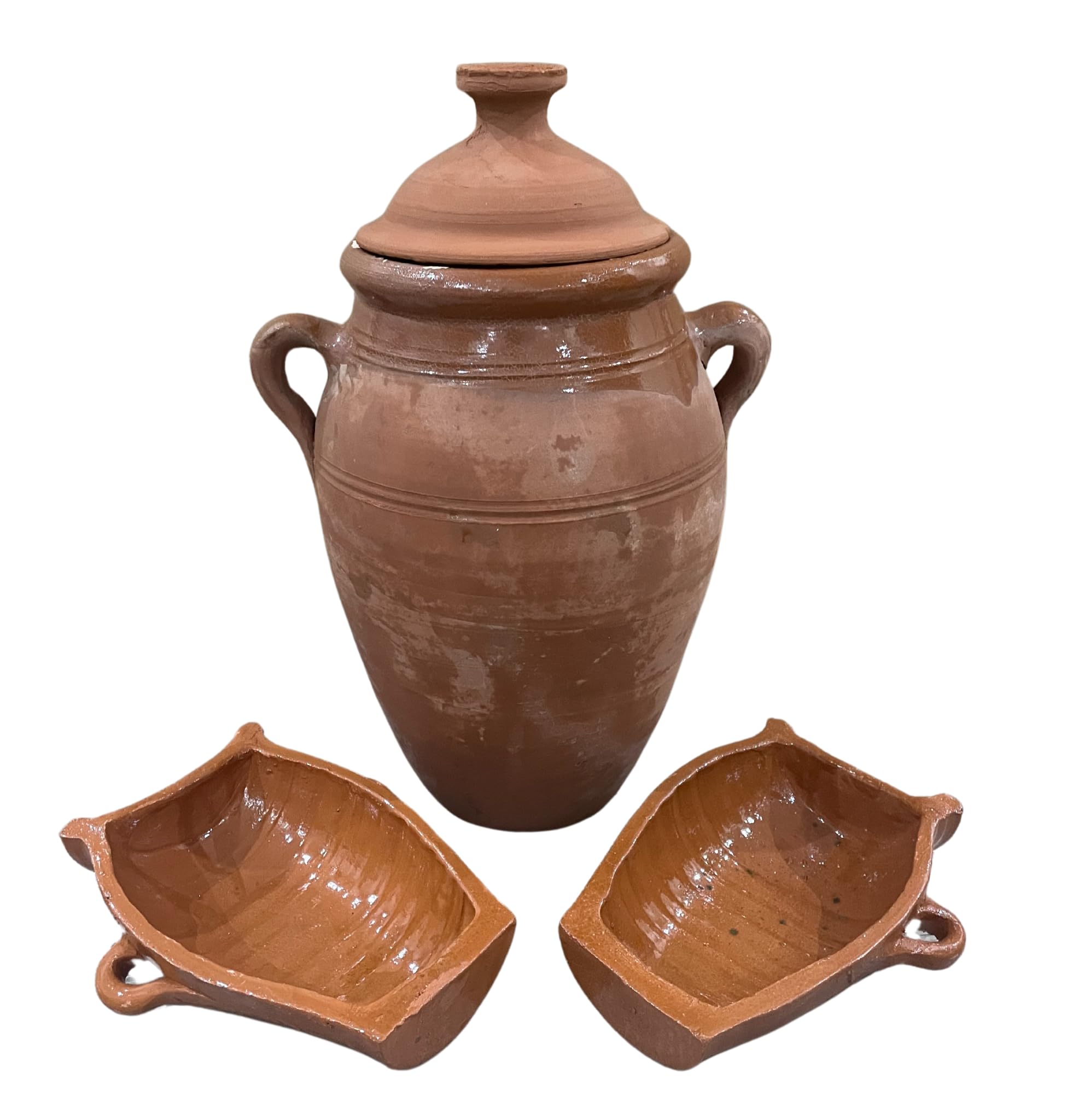Generic Authentic Moroccan Tangia with 2 Terracotta Plates - Large Model - Flavour - Craft - Authentic Height 37 cm