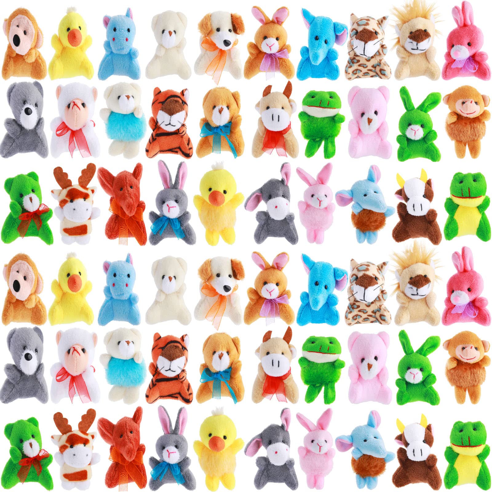 Skylety 60 Pack Mini Plush Animals for Christmas 30 Styles Bulk Mini Stuffed Animals Plush Toy Small Stuffed Keychain Cute Assortment for Carnival Prizes, Party Favor, Kindergarten Goodie Bag Fillers