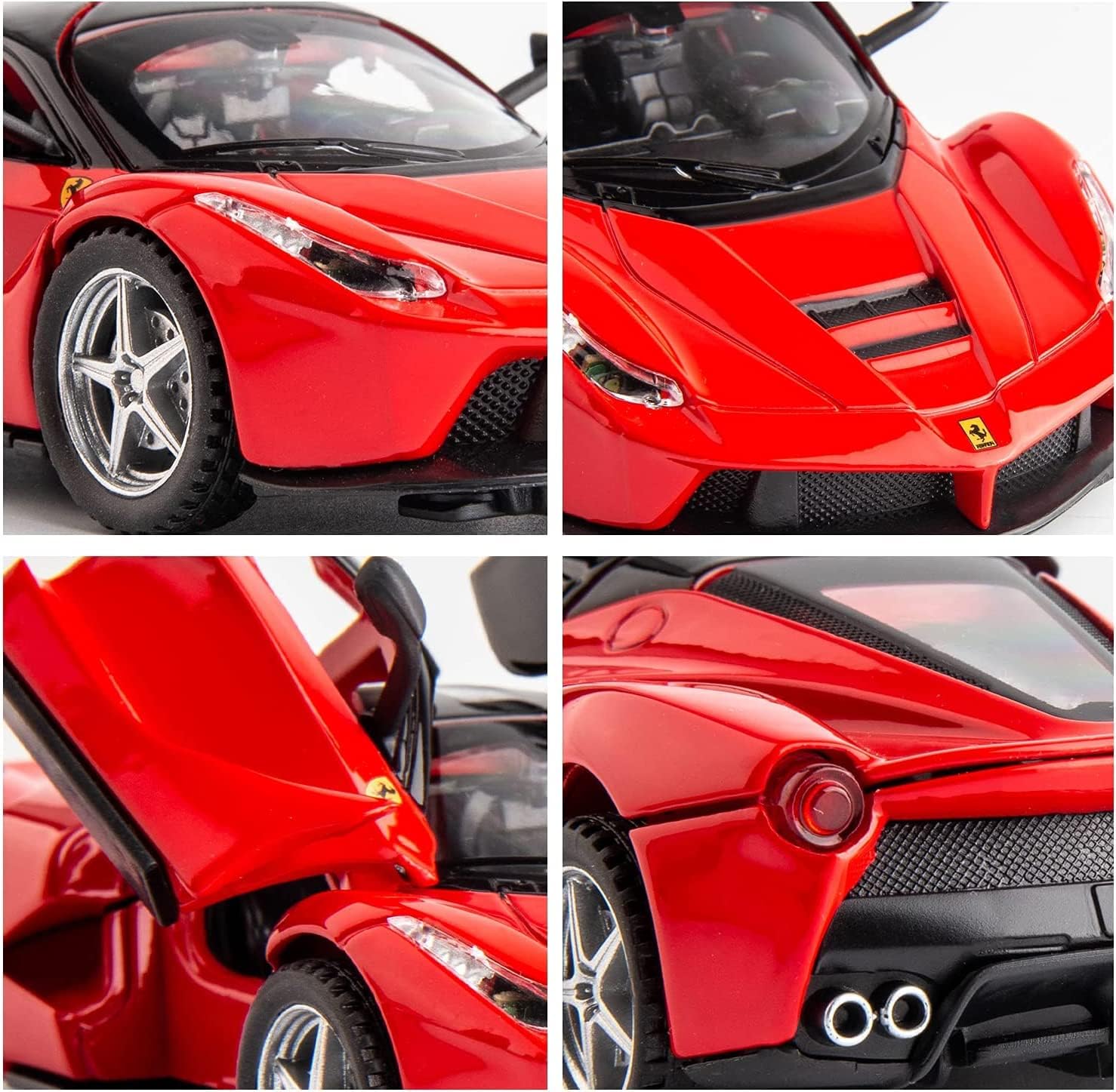 WAKAKAC Model Car Compatible for 1/32 Ferrari Race and Play LaFerrari Pull Back Diecast Toy Vehicles with Light and Sound Toy Car for Kids Boys Gift (Yellow)