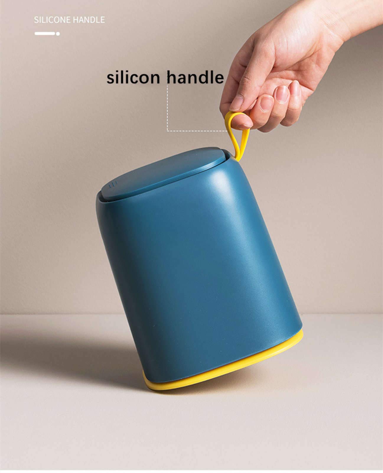 Originals 1.5L Mini Countertop Trash Can, Blue, Made of Eco-Friendly ABS+PP Material, BPA-Free, Easy to Clean and Wash, with Silicone Handle, Snap-On Design, Odor Control
