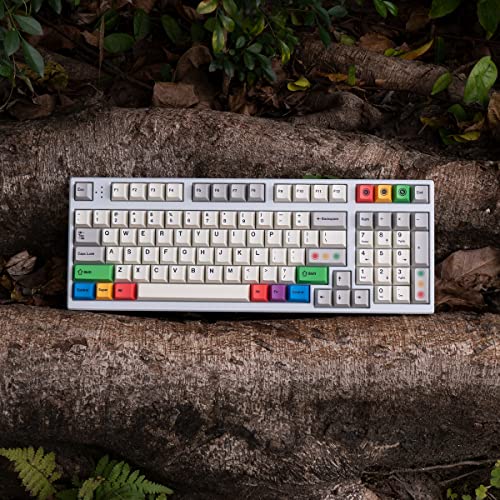 PBT Grey White Keycaps Set Cherry Profile 141 Keys Custom Dye-Sub Keyboard Keycaps for 60% 65% 70% 100% Cherry Gateron MX Switches Mechanical Keyboards