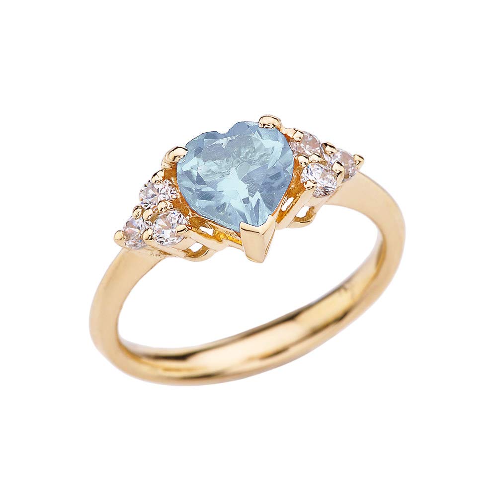 CaliRoseJewelry Yellow Gold 14k Heart Birthstone Ring March (Size 10)