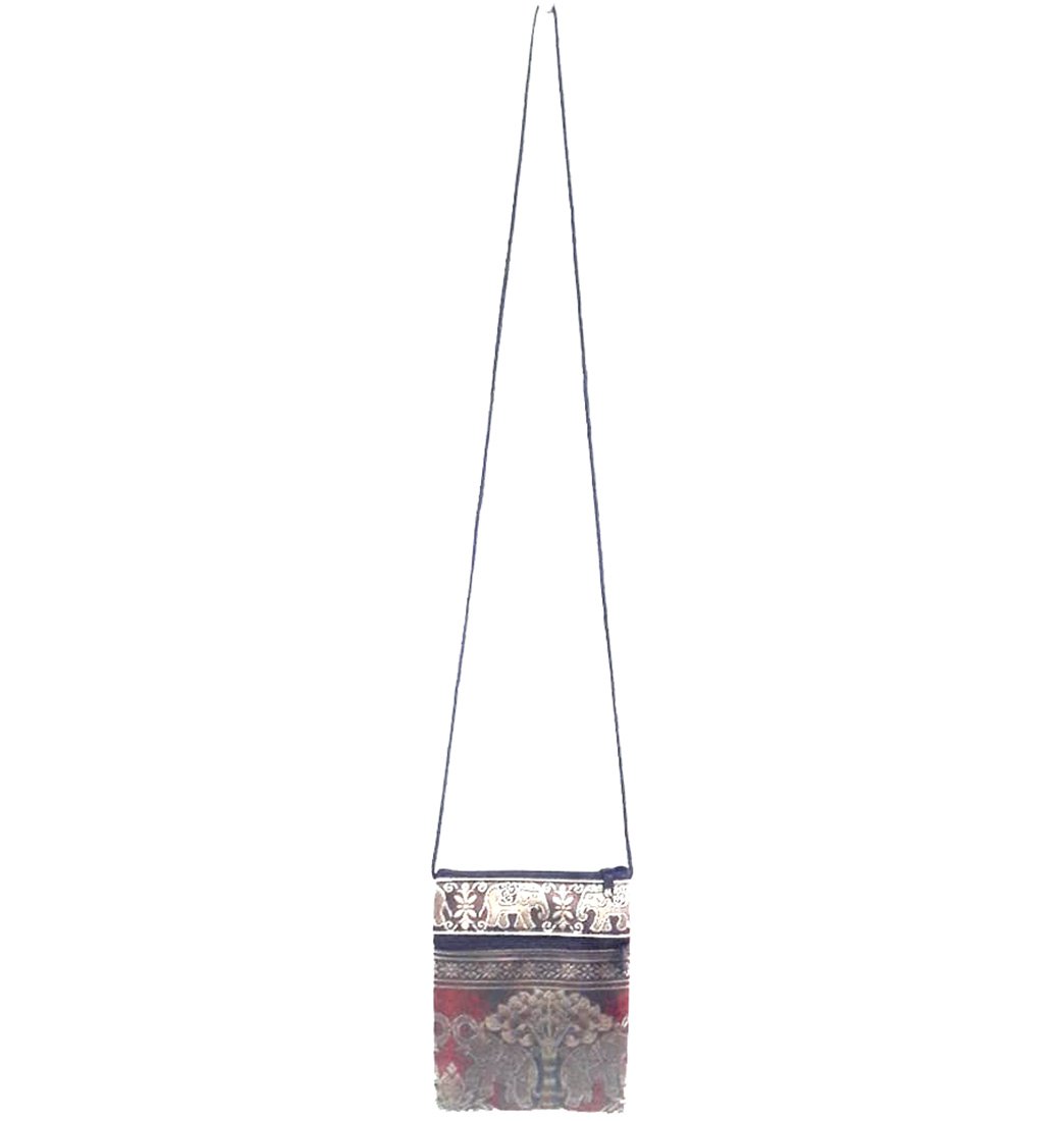 Thai Elephant Crossbody Bag Hmong Hill Tribe Hippy EB2 (Red)