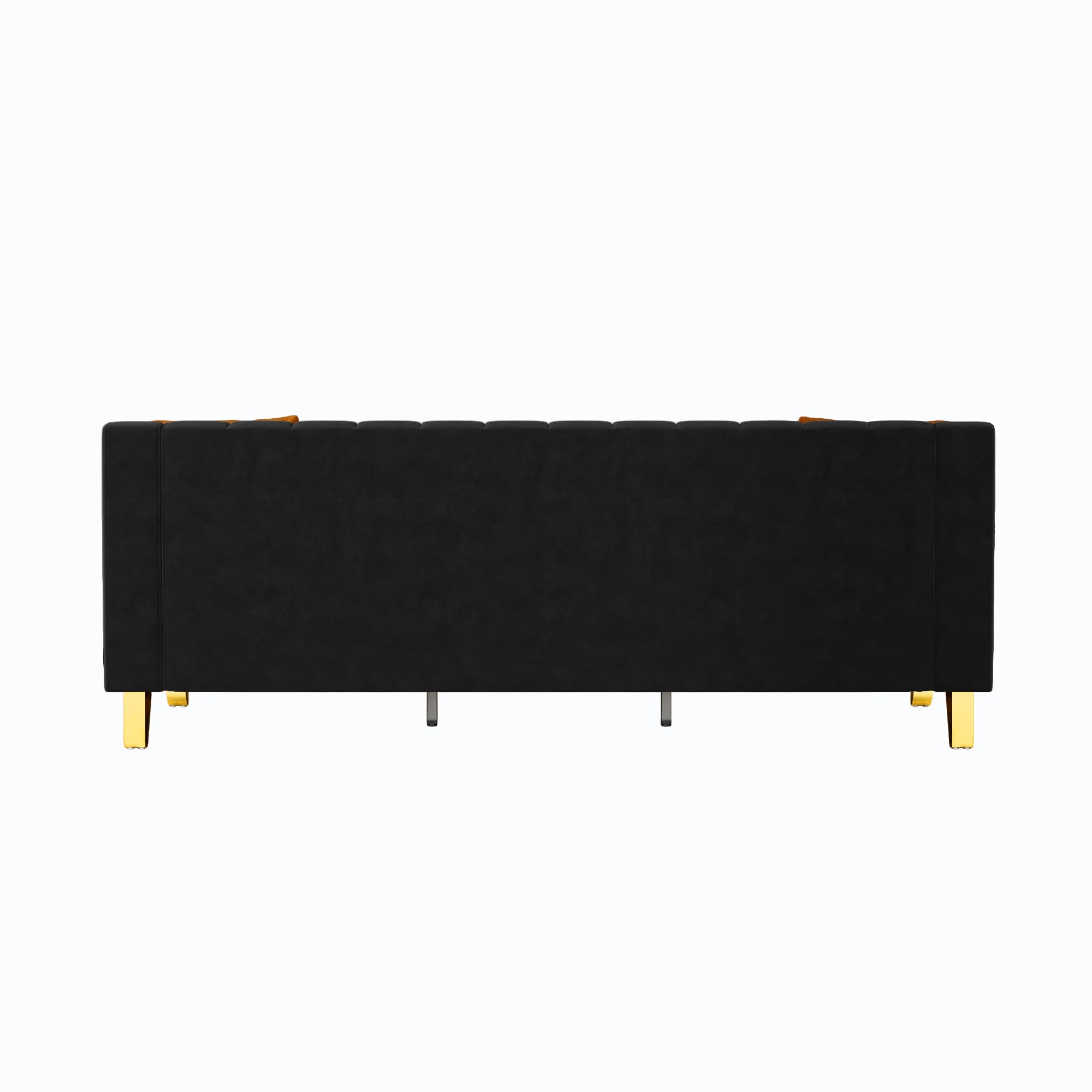 HenleneCoco 2 PCS Black Velvet Sofa Sets with 5 Pillows for Living Room Furniture, Modern Mid Century Tufted Classic Couches Set (1 PC Loveseat & 1 PC 3 Seater Couch)