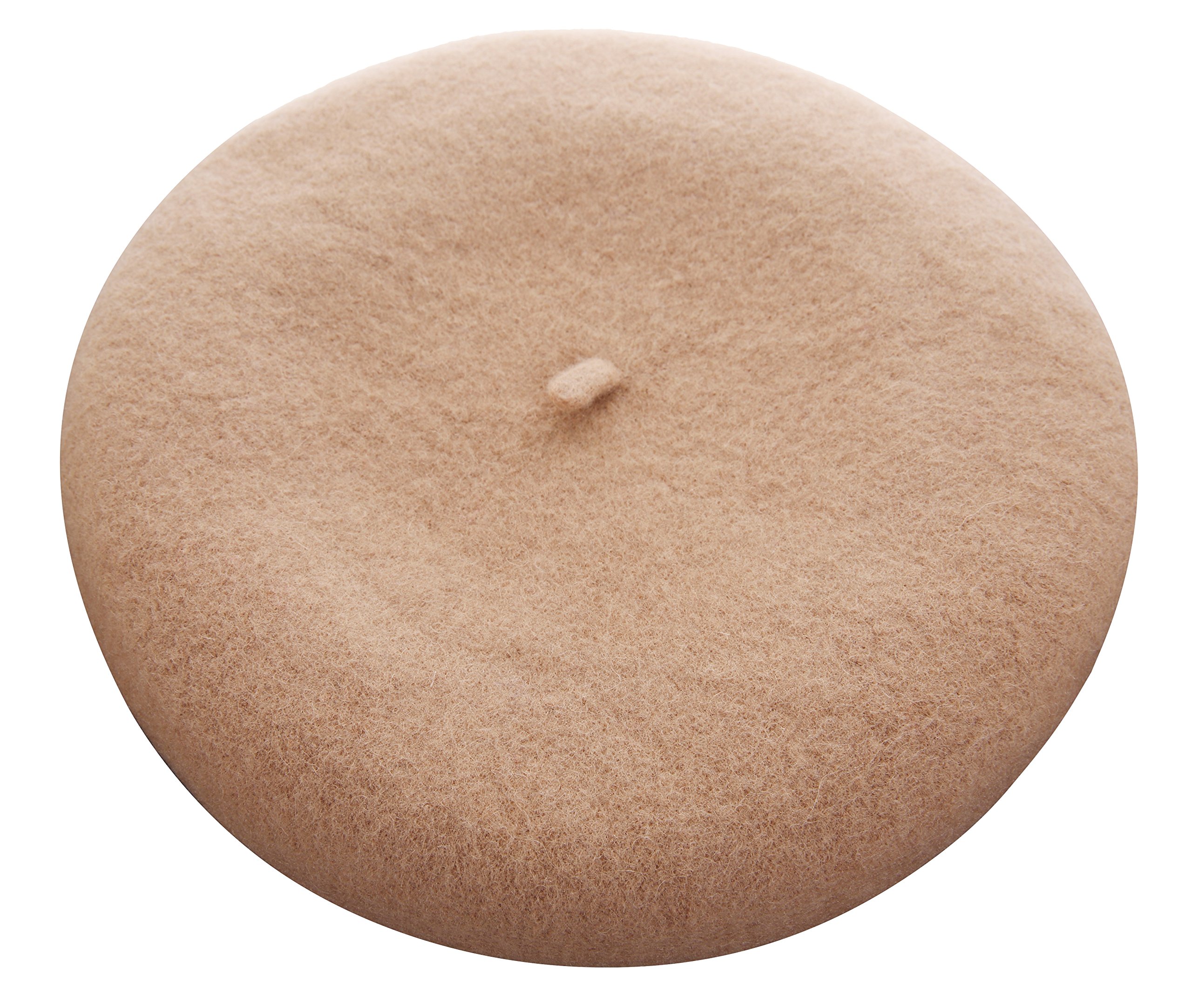 VGLOOK French Style Classic Solid Color Wool Berets Beanies Cap Hats (Beige)