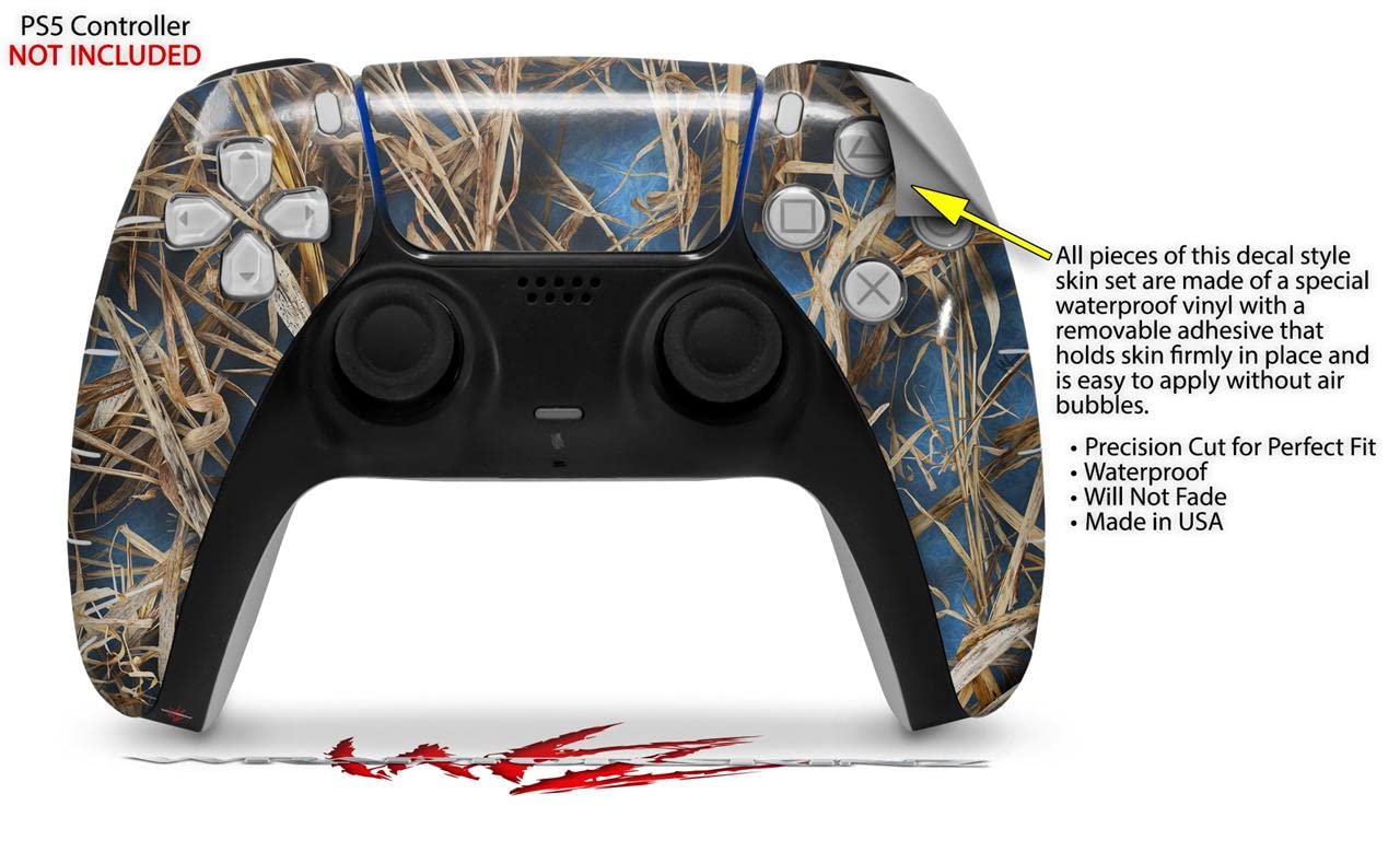 WraptorSkinz Skin Wrap compatible with Sony PS5 DualSense Controller WraptorCamo Grassy Marsh Camo Neon Blue (CONTROLLER NOT INCLUDED)