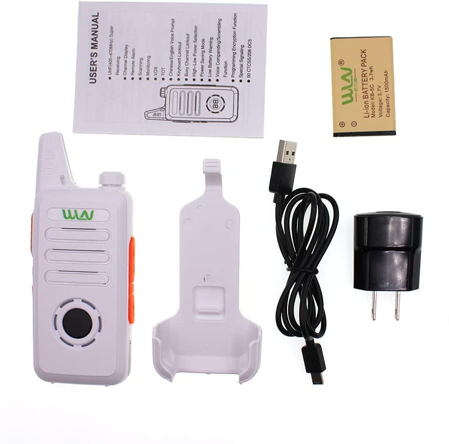 WLN KD-C1 KD-C1plus Mini Handhel Porable Two Way Radio UHF Transceiver Walkie Talkie with Dock Charger White
