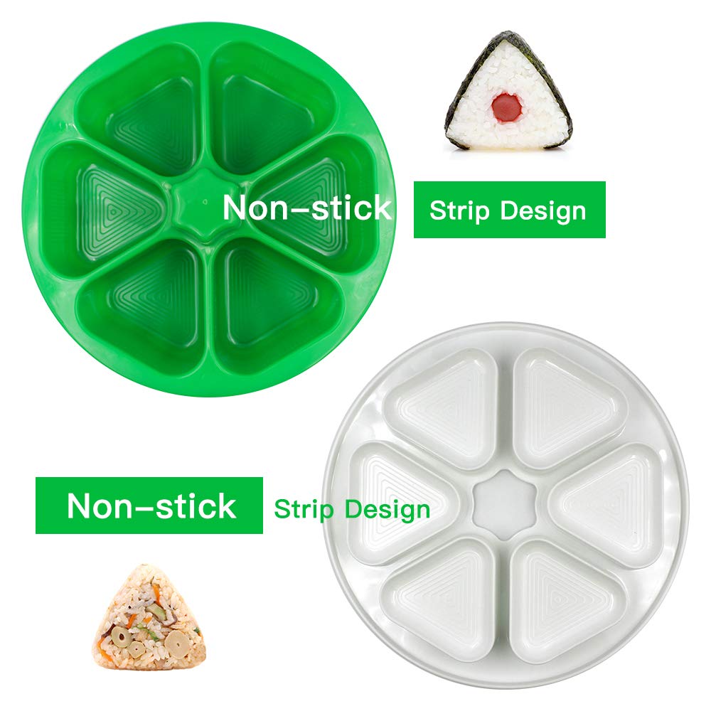 DIY Triangle Sushi Mold, Food Grade BPA free Onigiri Maker Onigiri Rice Mold, Make Up To 6 Sushi Rice Balls at Once Easily and Quickly