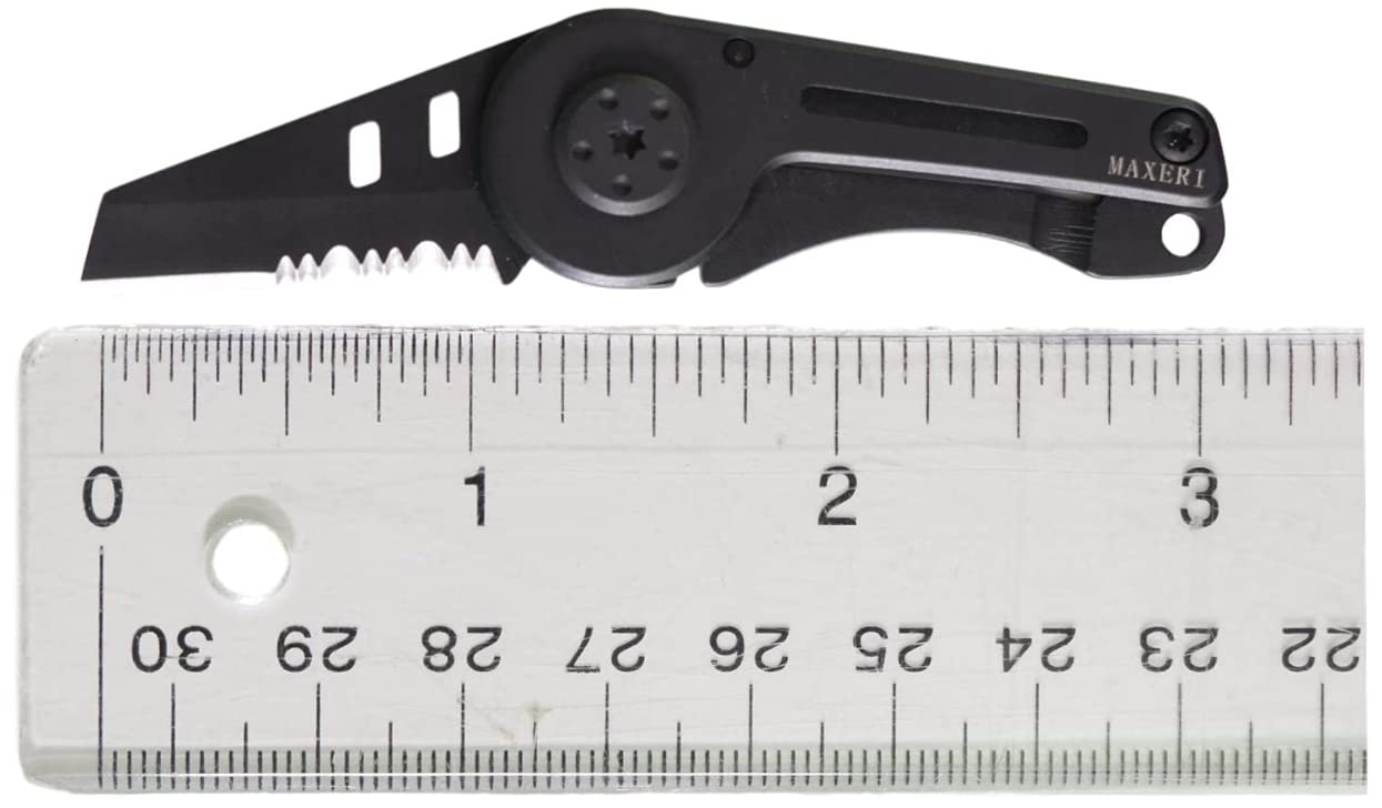 MAXERI World's Smallest All Purpose Pocket Knife, Premium Heat-Treated Stainless Steel Blade, Micro Slim Minimalist Design, Ideal Every Day Carry (Serrated Blade)