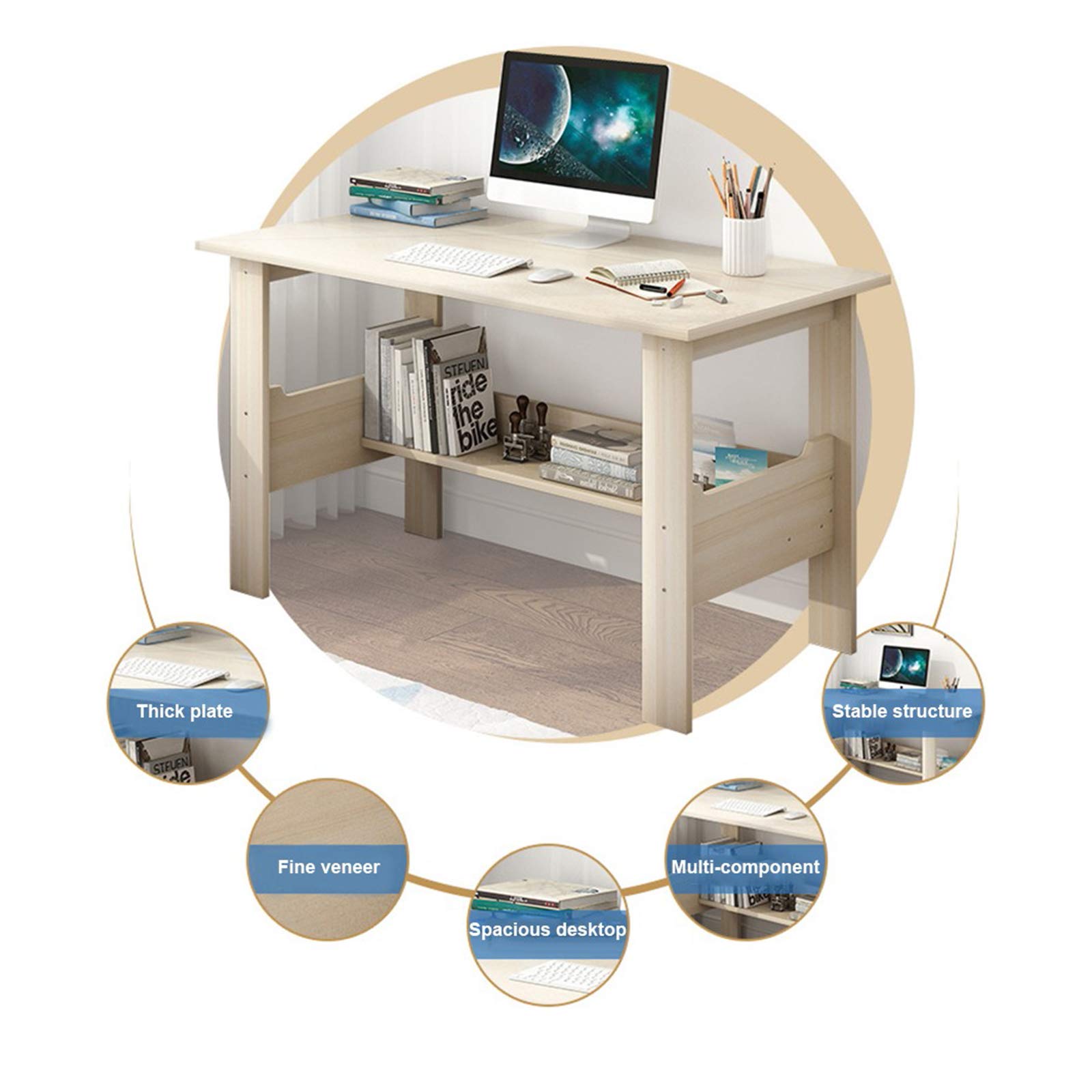 Computer Desk 39" Study Writing Table for Home Office, Modern Simple Style Computer Desk,Office Desk (White)