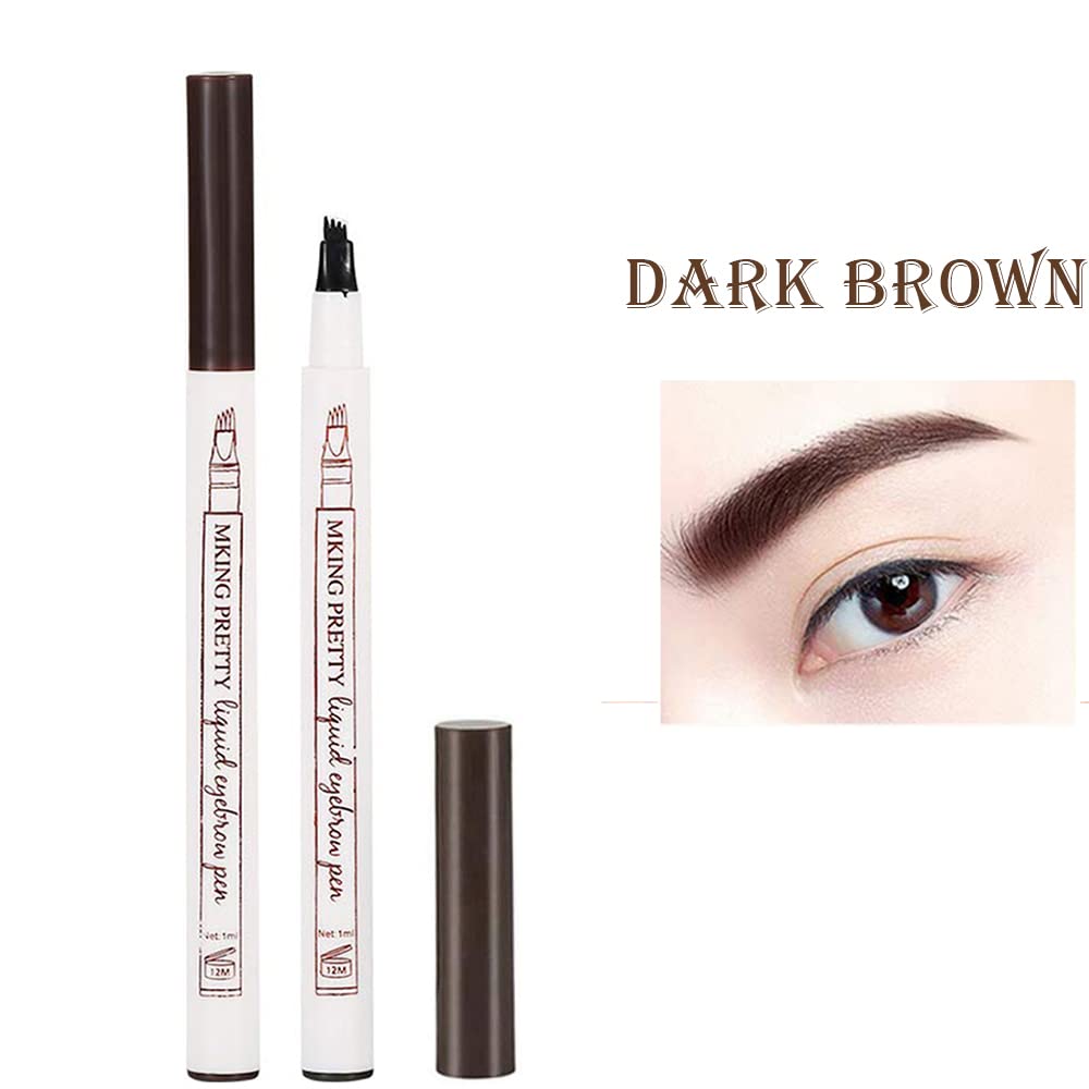 Eyebrow Tattoo Pencil, Eyeliner Pencil with Eye Makeup Long Lasting Waterproof and Smudgeproof Natural Looking Brows 3 Styles (Dark Brown/Black)