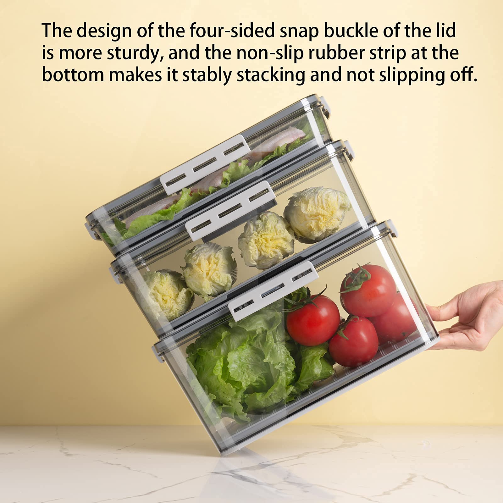 Egg Holder,Clear Egg Tray Storage Box with Lid and special buckle,Fridge Containers Set,Food Storage Container Refrigerator Organizer Bins Stay Fresh,Stackable Portable Storage Containers