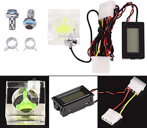 Computer Water Cooling Thermometer, Water Flow Meter, Computer Temperature Detector Kit, PC Computer 3 Way Flow Meter Digital Thermometer Suitable for Water Cooling System Kit