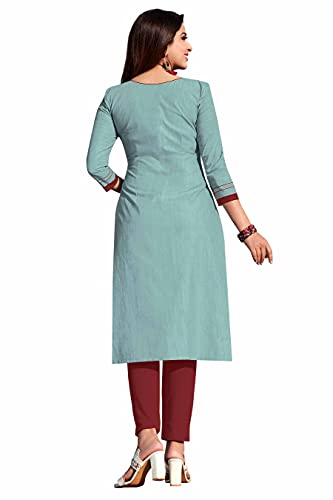 Miraan Women's Cotton Printed Readymade Kurti Small Green