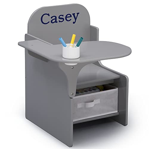 Delta Children Personalized Chair Desk with Storage Bin, Greenguard Gold Certified, Grey