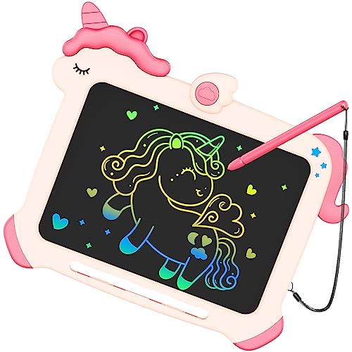 KOKODI LCD Writing Tablet, Unicorn Toys for Girls 3 4 5 6 7 8 Years Old, Colorful Toddler Doodle Board Drawing Tablet, Educational and Learning Toys, Christmas Birthday Gift for Girls Boys, Pink