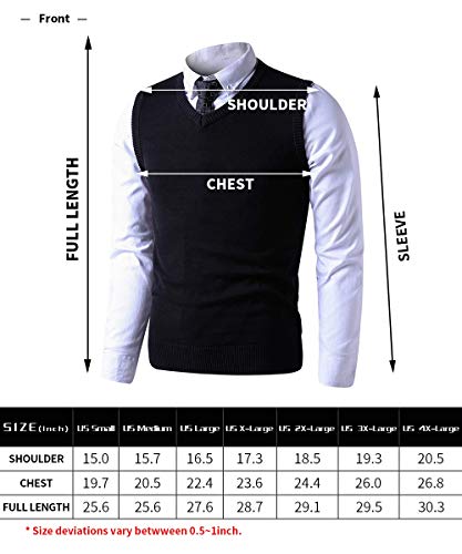 LTIFONE Black Sweater Vest for Men,Business Slim Fit Mens Sweater V Neck,Big and Tall Pullover Sleeveless Sweaters(4XL)