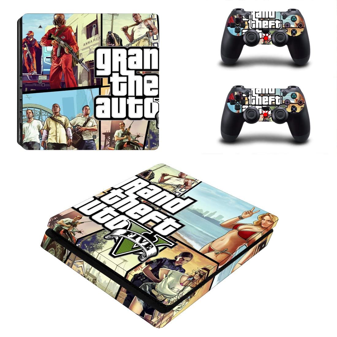 For PS4 SLIM - Game Grand GTA Theft And Auto PS4 or PS5 Skin Sticker For PlayStation 4 or 5 Console And Controllers Decal Vinyl DUC-5843