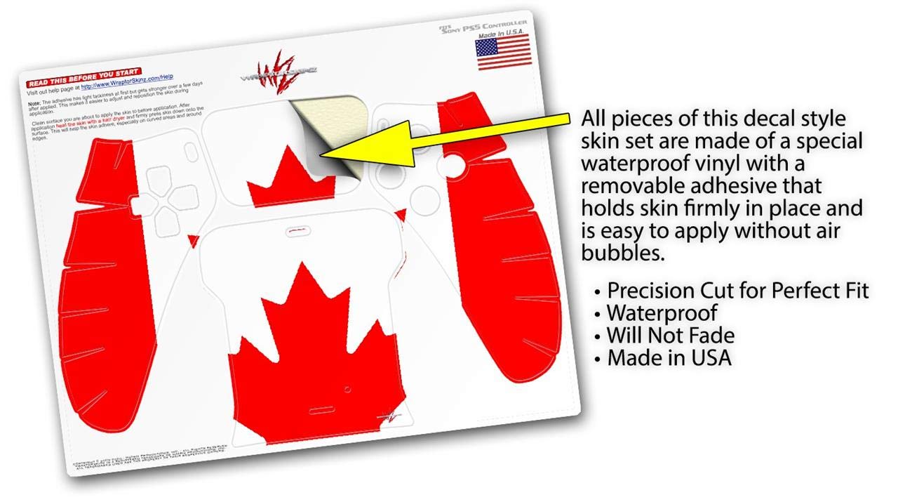 WraptorSkinz Skin Wrap compatible with Sony PS5 DualSense Controller Canadian Canada Flag (CONTROLLER NOT INCLUDED)
